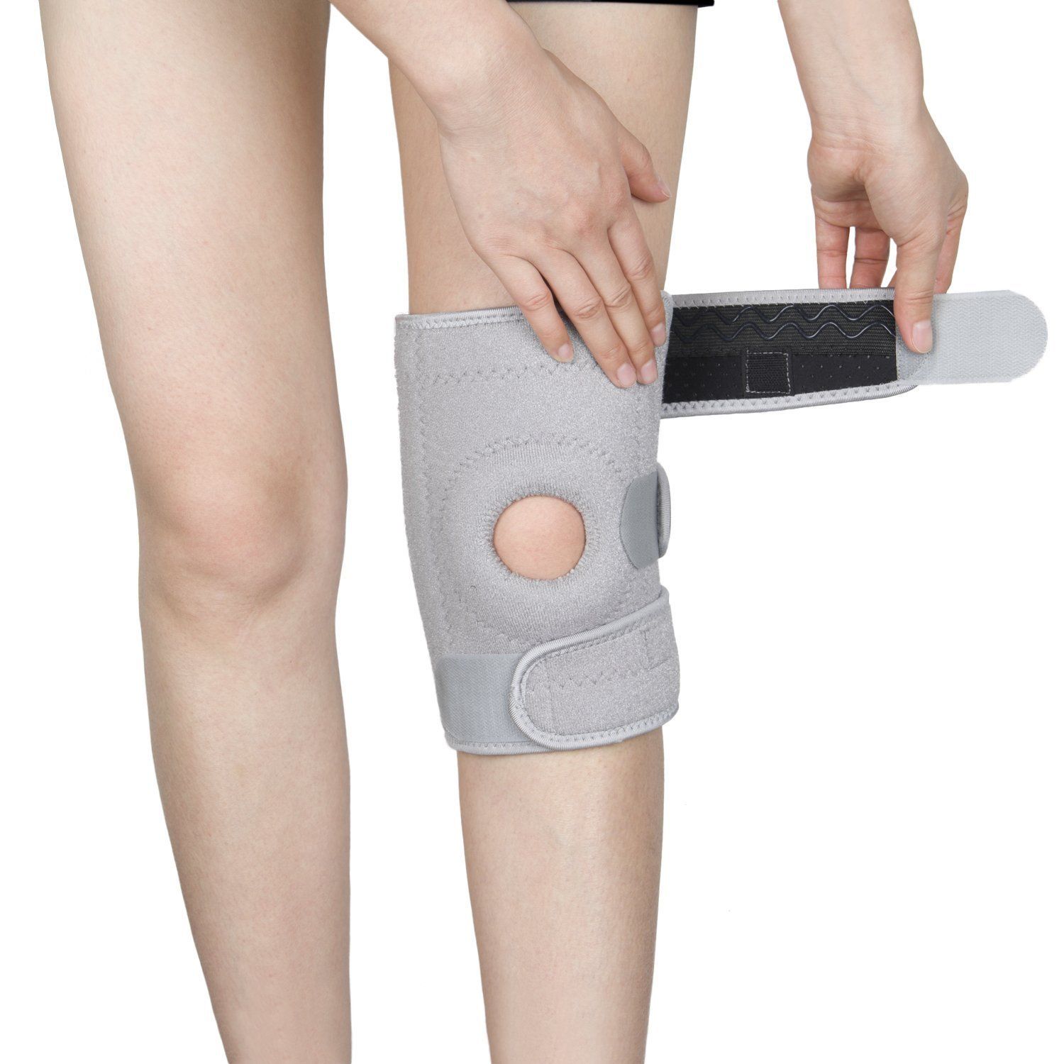 Knee Brace Patella Stabilizer Support Compression Velcro Sleeve Women ...
