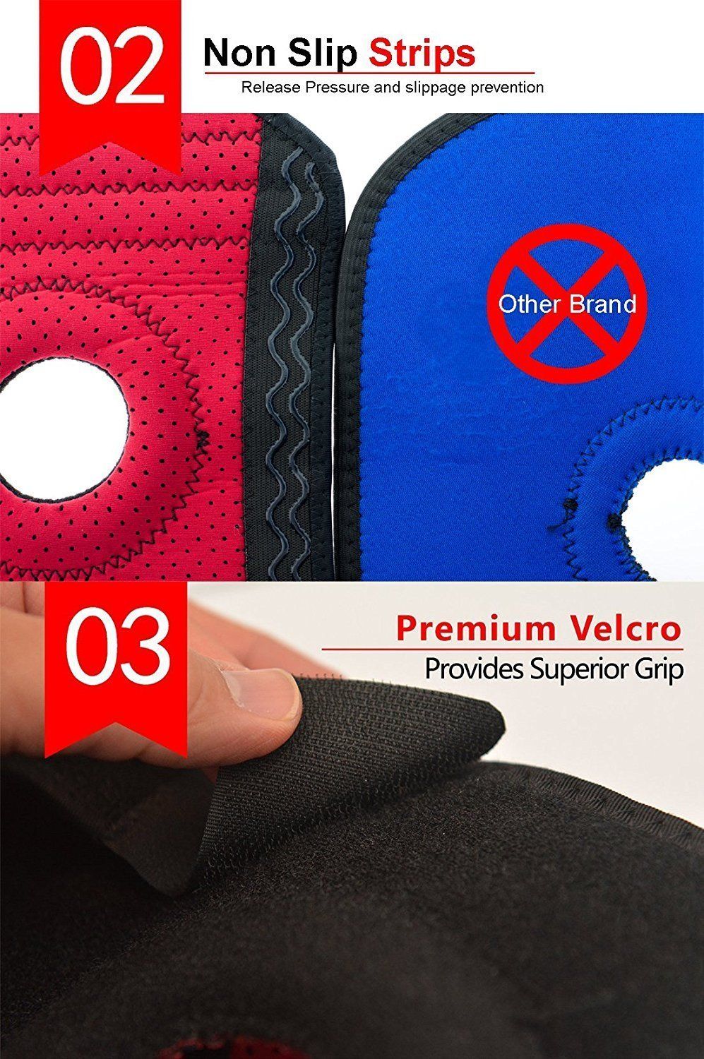 Knee Brace Patella Stabilizer Support Compression Velcro Sleeve Women ...