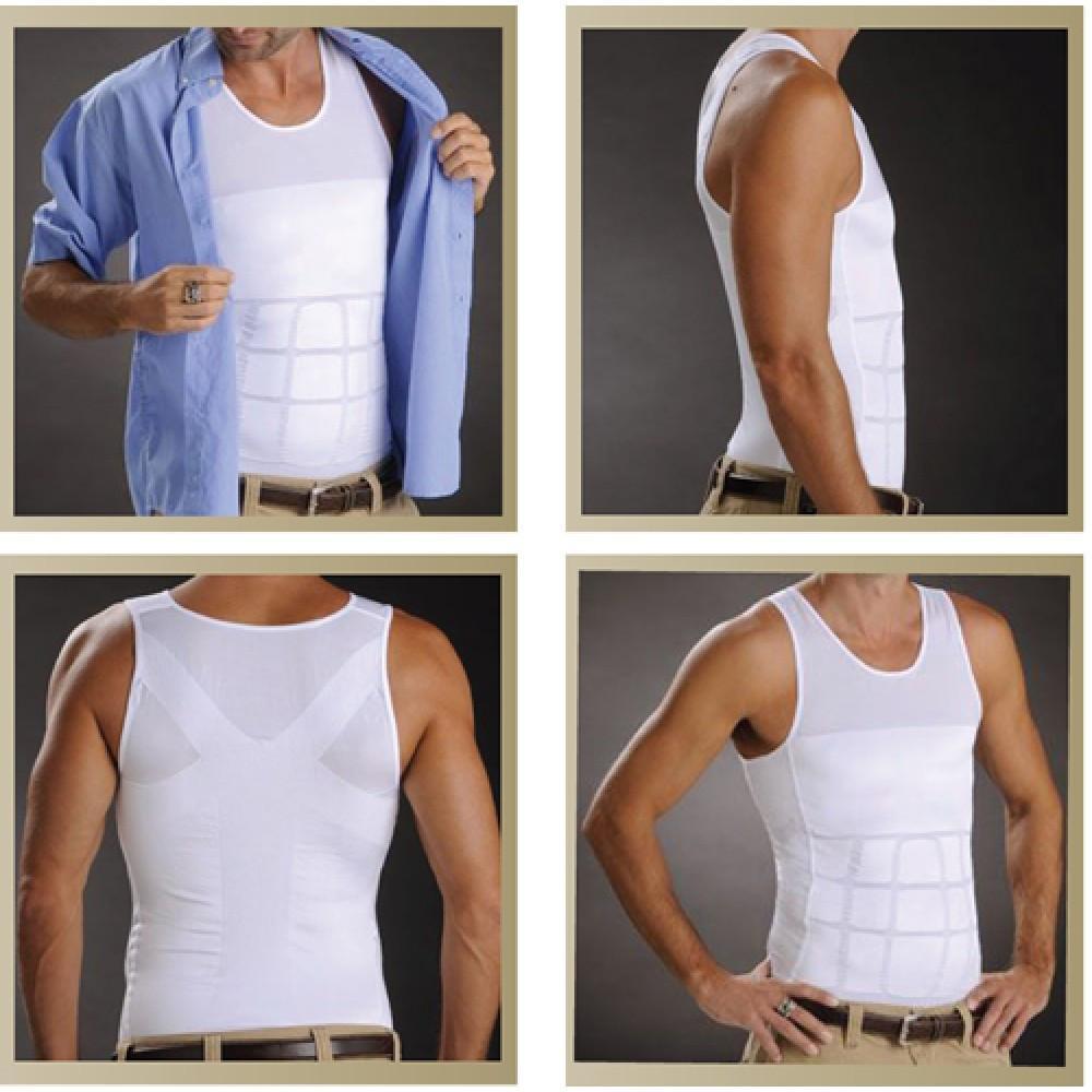 Men's Belly Hiding Shaper Stomach to Chest Slimmer Compression Shirt ...